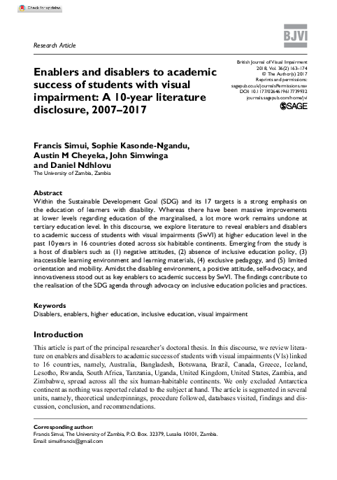 (PDF) Enablers and disablers to academic success of students with ...