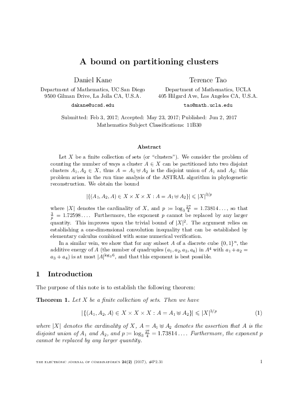 (PDF) A Bound on Partitioning Clusters | Oguzhan Ozen - Academia.edu