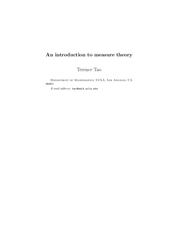 (PDF) An Introduction to Measure Theory