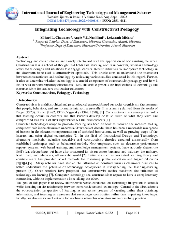 (PDF) Integrating Technology with Constructivist Pedagogy