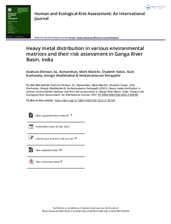 (PDF) Heavy metal distribution in various environmental matrices and ...