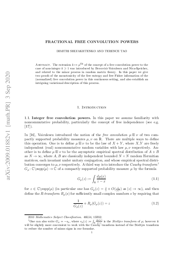 (PDF) Fractional free convolution powers