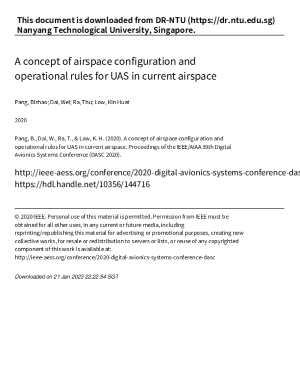 (PDF) A Concept of Airspace Configuration and Operational Rules for UAS in Current Airspace
