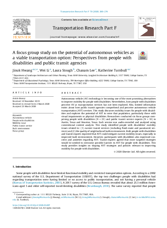 (PDF) A focus group study on the potential of autonomous vehicles as a ...