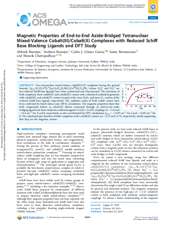 (PDF) Magnetic Properties of End-to-End Azide-Bridged Tetranuclear Mixed-Valence Cobalt(III ...