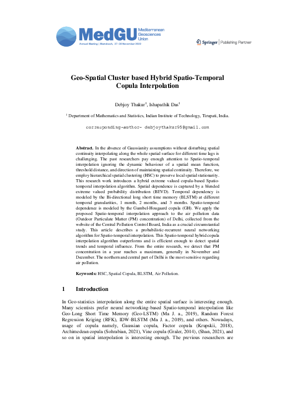 Pdf Geo Spatial Cluster Based Hybrid Spatio Temporal Copula Interpolation