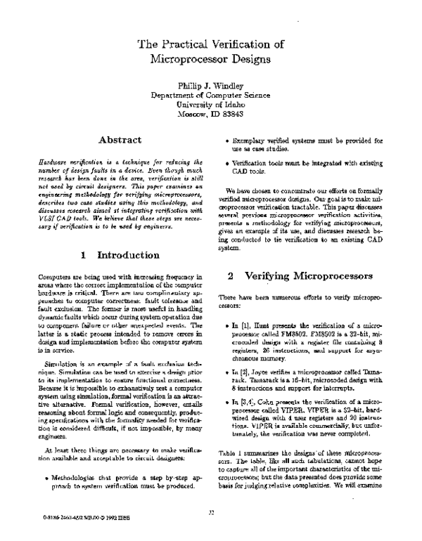 (PDF) The practical verification of microprocessor designs