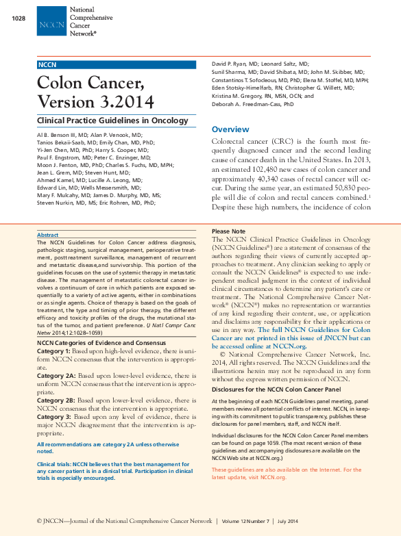 (PDF) Colon Cancer, Version 3.2014