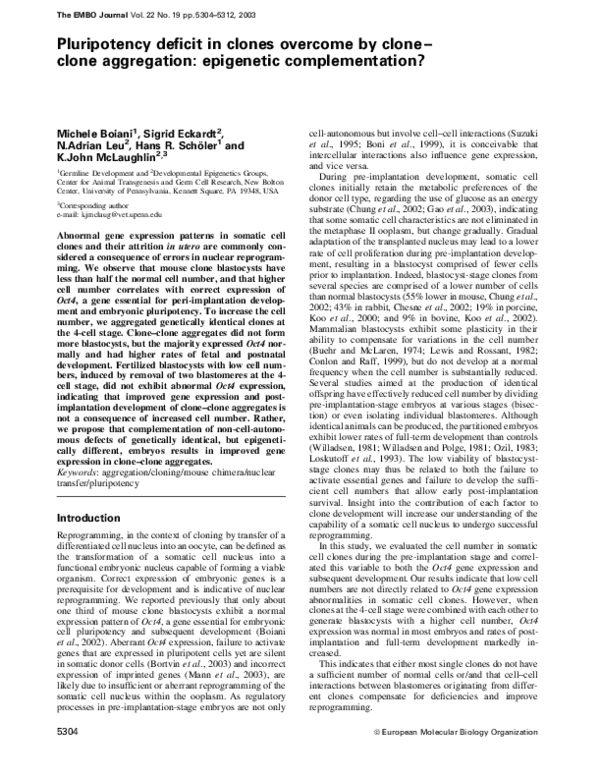 (PDF) Pluripotency deficit in clones overcome by clone-clone ...