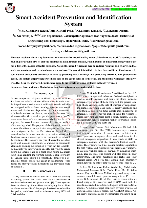 (PDF) Smart Accident Prevention and Identification System