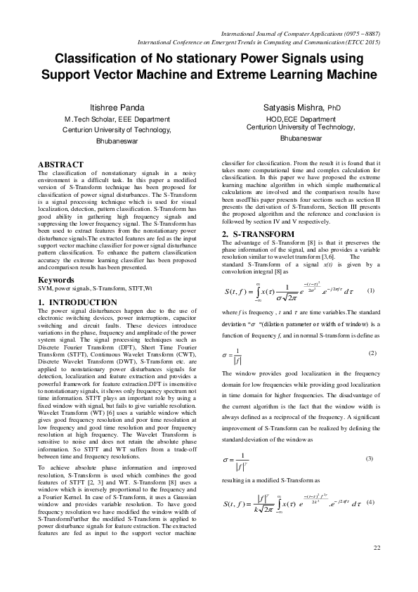 (PDF) Classification of No stationary Power Signals using Support ...
