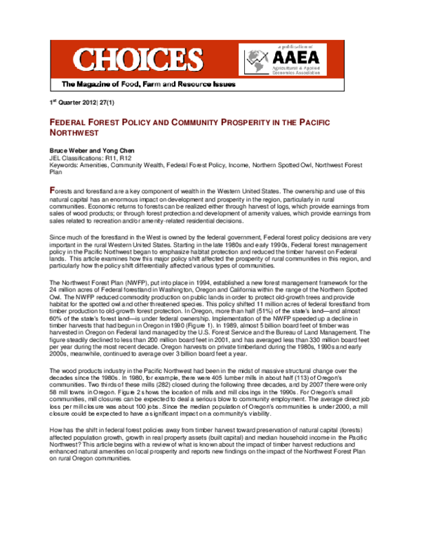 (PDF) Federal Forest Policy and Community Prosperity in the Pacific ...