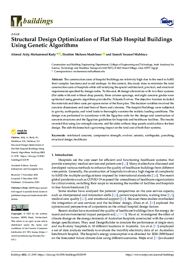 (PDF) Structural Design Optimization of Flat Slab Hospital Buildings Using Genetic Algorithms