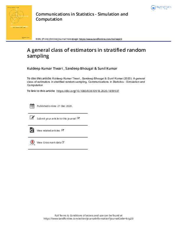 Pdf A General Class Of Estimators In Stratified Random Sampling