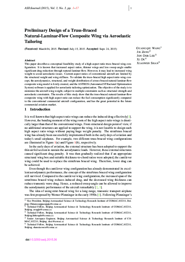 (PDF) Preliminary Design of a Truss-Braced Natural-Laminar-Flow Composite Wing via Aeroelastic ...