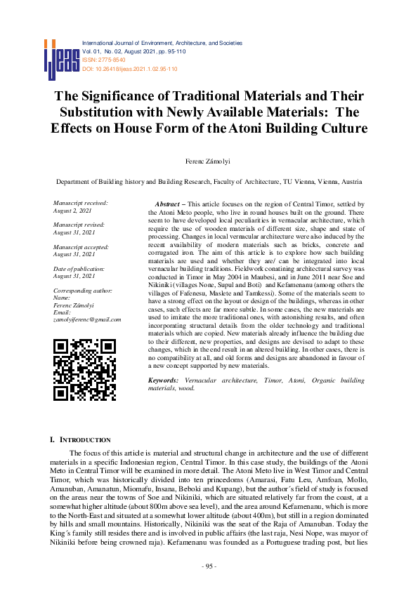 (PDF) Significance of Traditional Materials and Their Substitution with ...