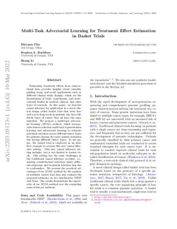(PDF) Adversarial Learning for Treatment Effect in Trials