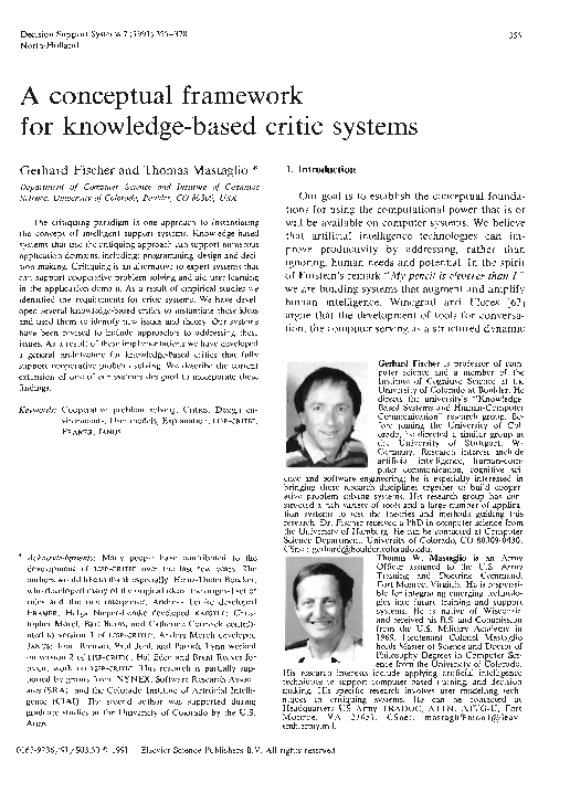 (PDF) A conceptual framework for knowledge-based critic systems