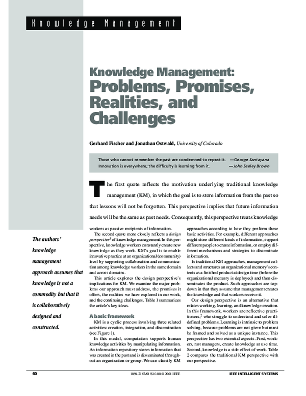 (PDF) Knowledge management: problems, promises, realities, and challenges