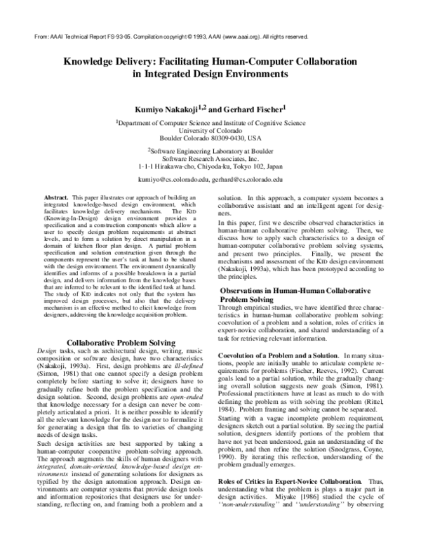 (PDF) Knowledge Delivery: Facilitating Human-Computer Collaboration in Integrated Design ...