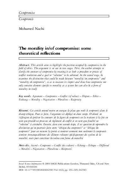 (PDF) The Morality in/of Compromise: Some Theoretical Reflections
