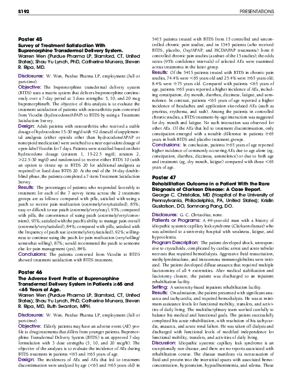 (PDF) Poster 47 Rehabilitation Outcome in a Patient With the Rare ...