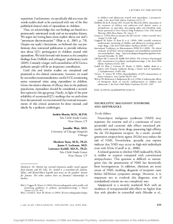 (PDF) Neuroleptic Malignant Syndrome and Aripiprazole in an ...