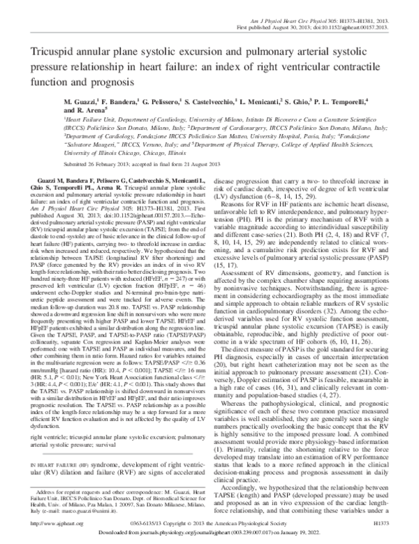 (PDF) Tricuspid annular plane systolic excursion and pulmonary arterial ...
