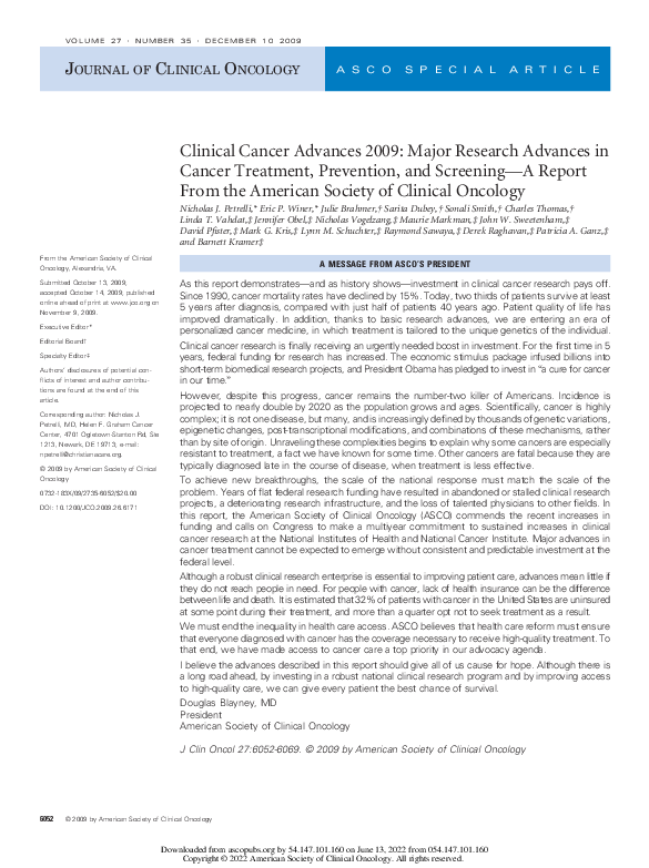 (PDF) Clinical Cancer Advances 2009: Major Research Advances in Cancer ...