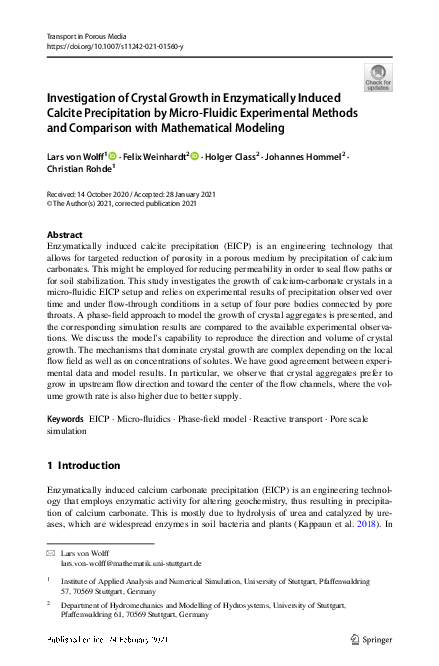 (PDF) Investigation of Crystal Growth in Enzymatically Induced Calcite ...