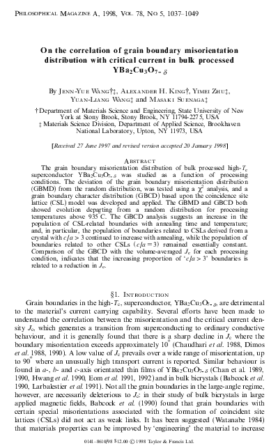 (PDF) On the correlation of grain boundary misorientation distribution with critical current in ...