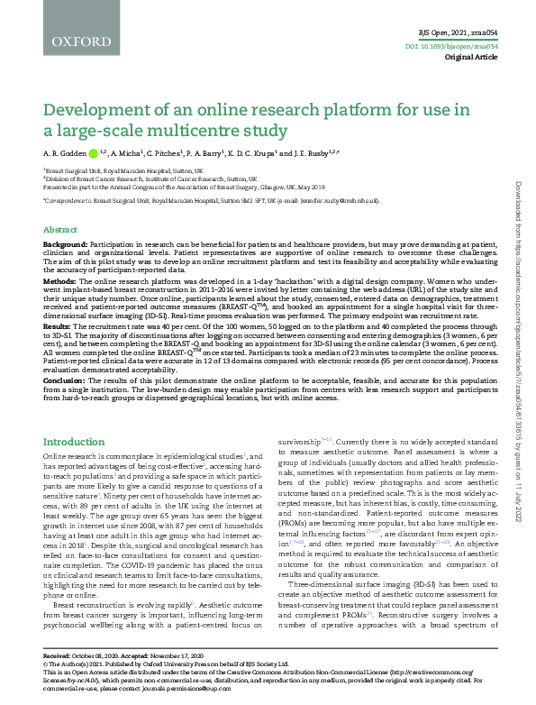 (PDF) Development of an online research platform for use in a large ...