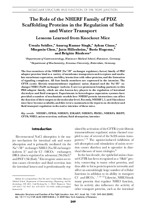 (PDF) The Role of the NHERF Family of PDZ Scaffolding Proteins in the ...