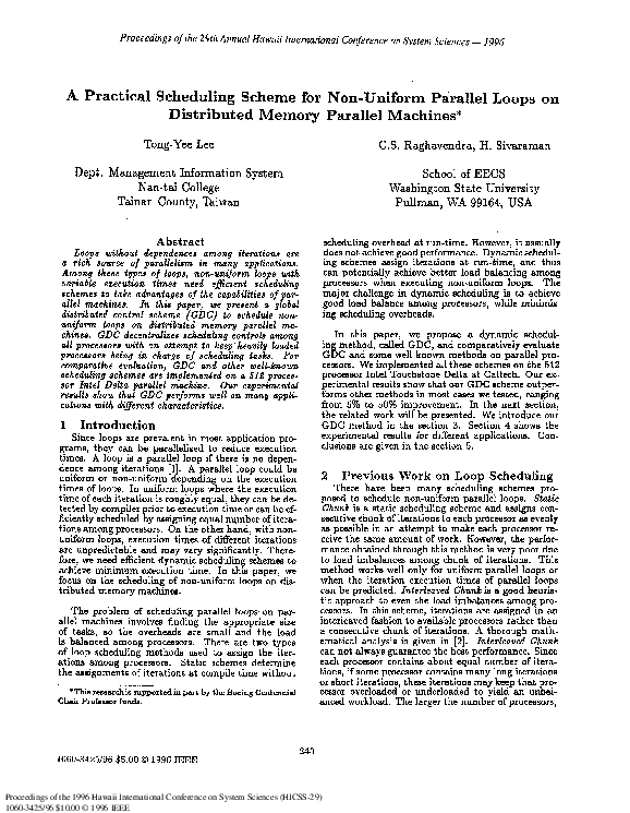 Pdf A Practical Scheduling Scheme For Non Uniform Parallel Loops On Distributed Memory 7459