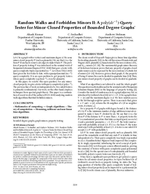 (PDF) Random walks and forbidden minors II