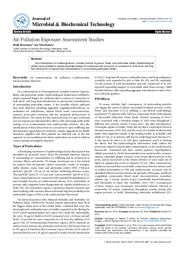 (PDF) Air Pollution Exposure Assessment Studies | shaik nafees - Academia.edu