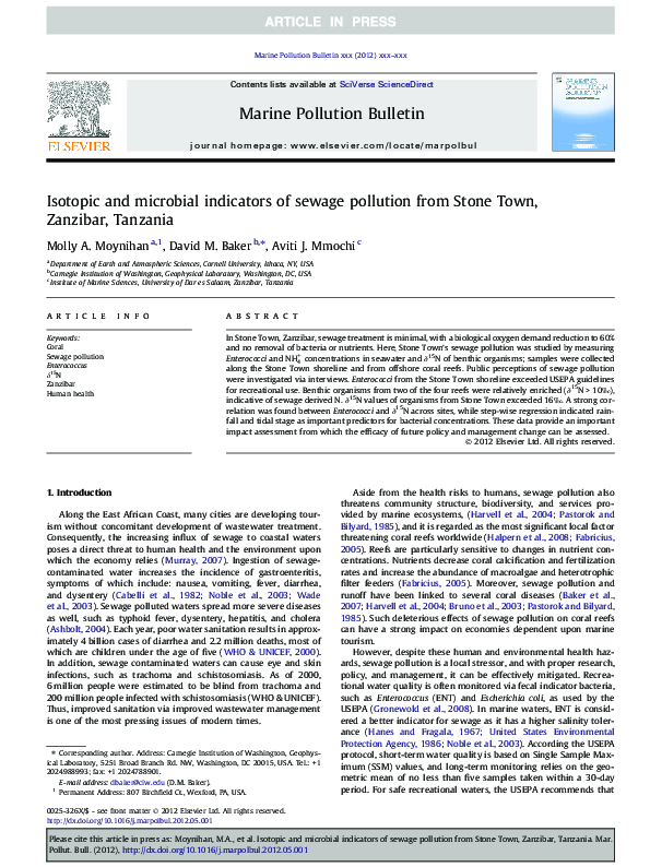 (PDF) Isotopic and microbial indicators of sewage pollution from Stone ...