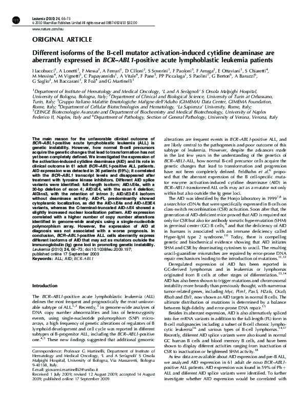 (PDF) Different isoforms of the B-cell mutator activation-induced ...