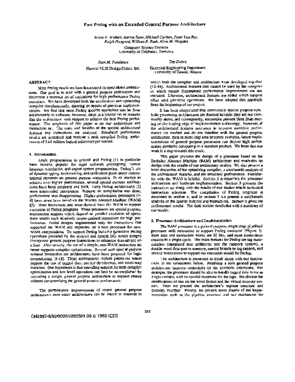 (PDF) Fast Prolog with an extended general purpose architecture