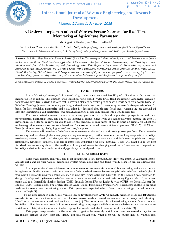 Pdf A Review Implementation Of Wireless Sensor Network For Real Time Monitoring Of