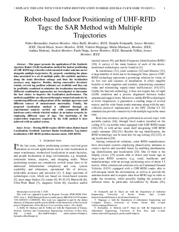 (PDF) Robot-Based Indoor Positioning of UHF-RFID Tags: The SAR Method With Multiple Trajectories