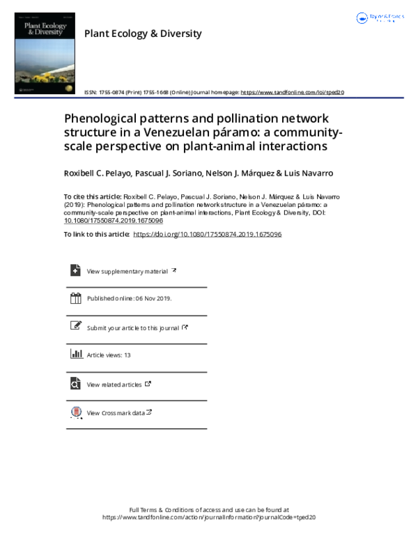 (PDF) Phenological patterns and pollination network structure in a ...
