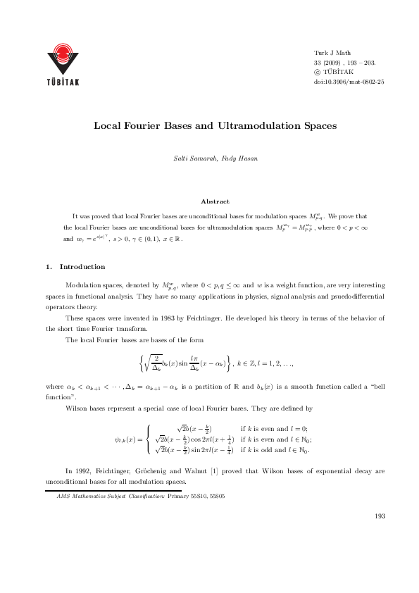 (PDF) Local Fourier Bases and Ultramodulation Spaces