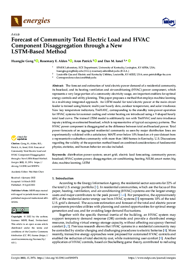 (PDF) Forecast of Community Total Electric Load and HVAC Component ...