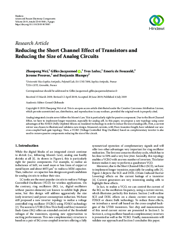 (PDF) Reducing the Short Channel Effect of Transistors and Reducing the ...