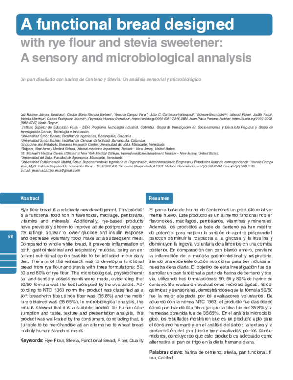 (PDF) A functional bread designed with rye flour and stevia sweetener: A sensory and ...
