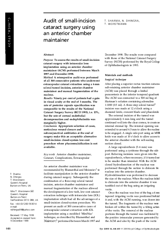 (PDF) Audit of small-incision cataract surgery using an anterior ...