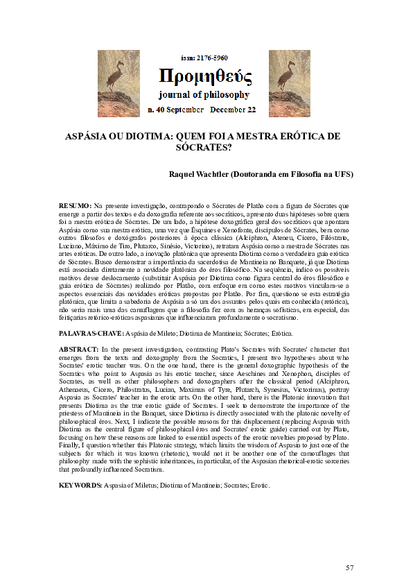 (PDF) ASPÁSIA OU DIOTIMA: QUEM FOI A MESTRA ERÓTICA DE SÓCRATES