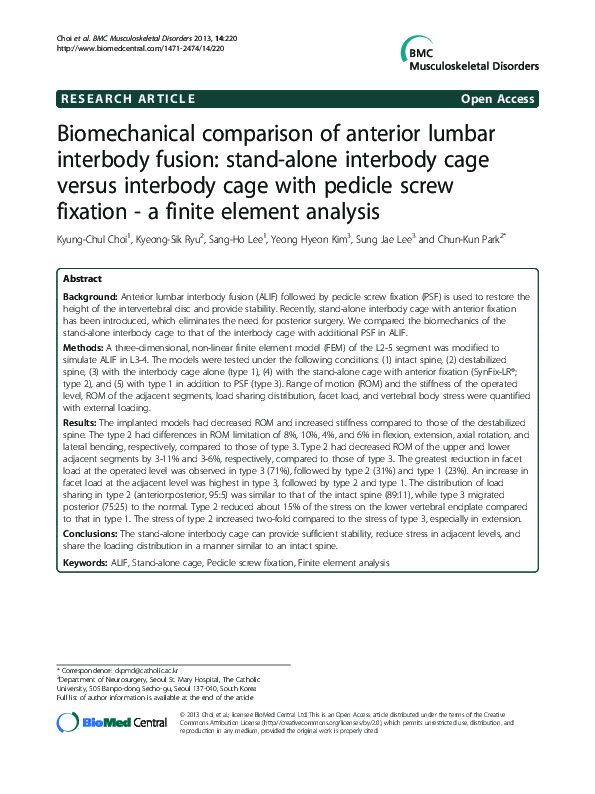 (PDF) Biomechanical comparison of anterior lumbar interbody fusion ...