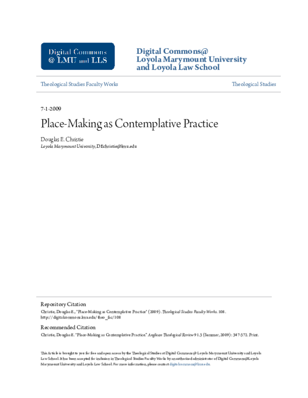(PDF) Place-Making as Contemplative Practice